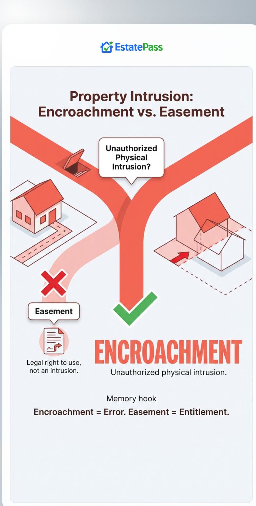 A property surveyed and found to extend over a neighbor's boundar ...
